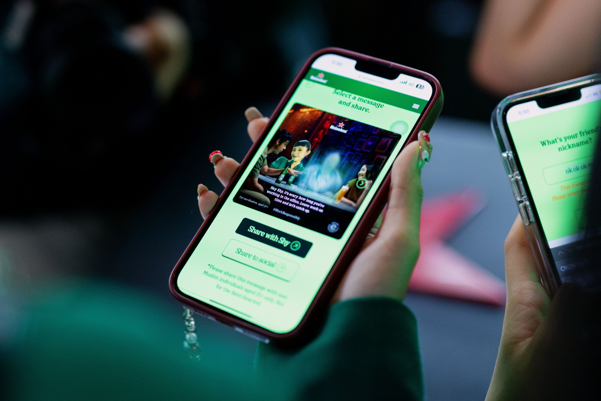 7. A guest sharing a personalised message with a friend to # ...